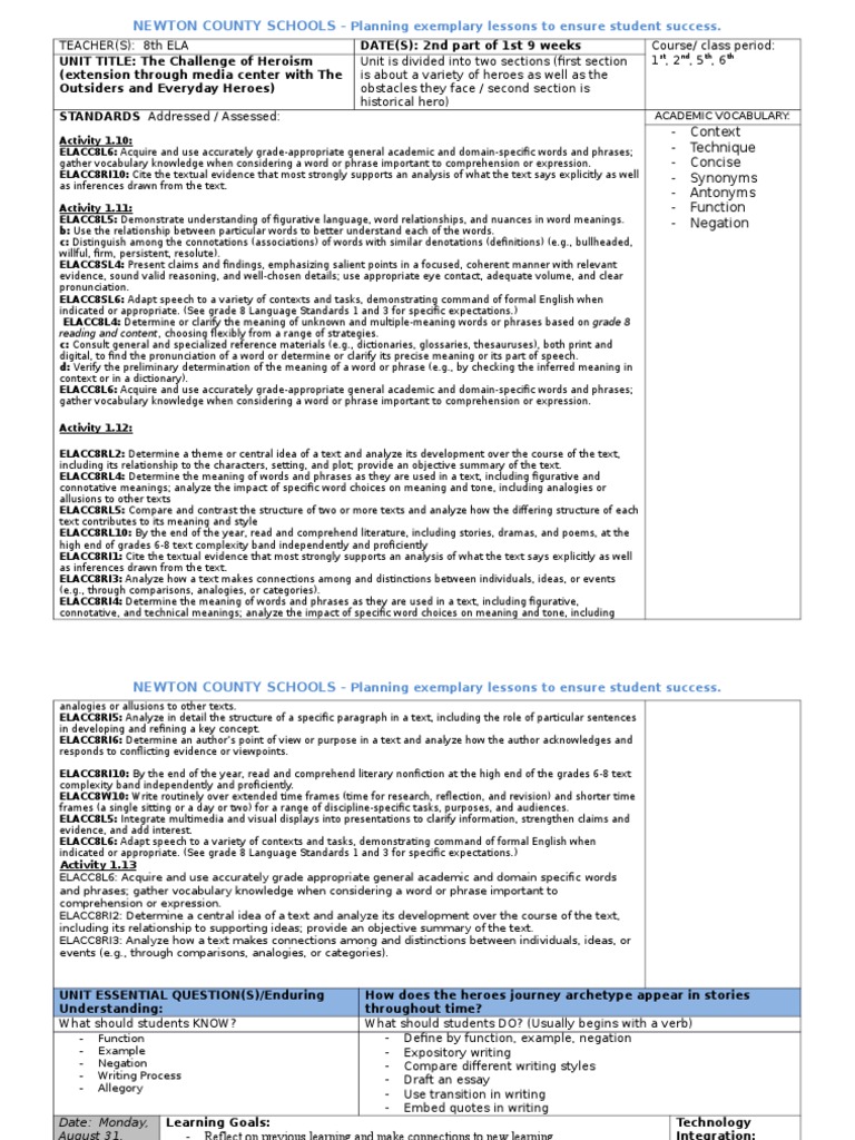 8th Hero Lesson Plan | PDF | Reading Comprehension | Human Communication