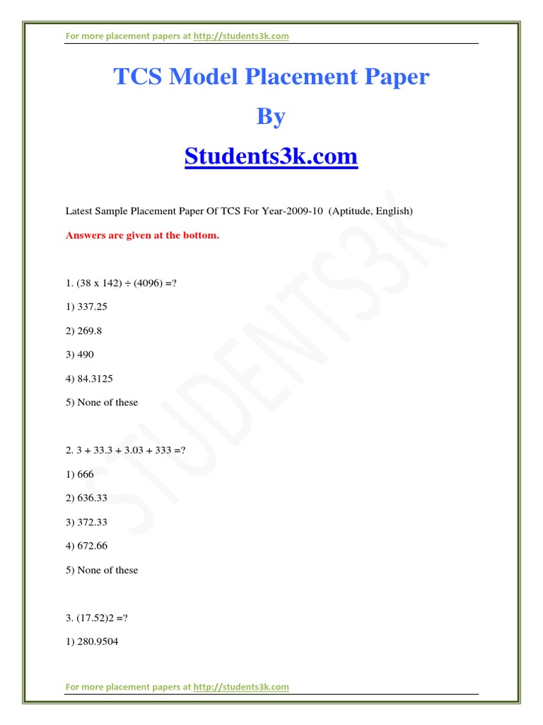 TCS Model Placement Paper | Resource | Superstitions