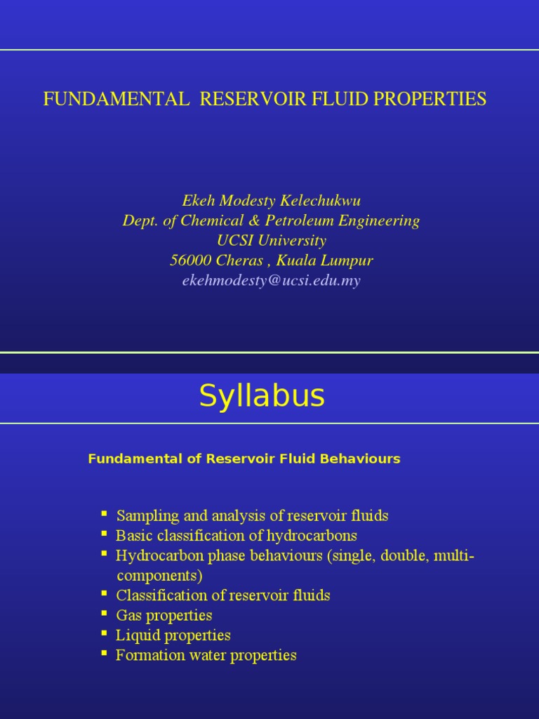 Fundamental Reservoir Fluid Behaviour | Alkane | Petroleum