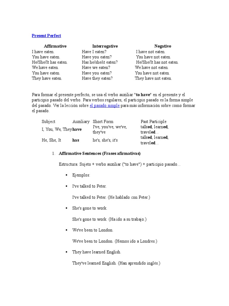 Present Perfect & Simple Past | PDF | Rules | Language Mechanics