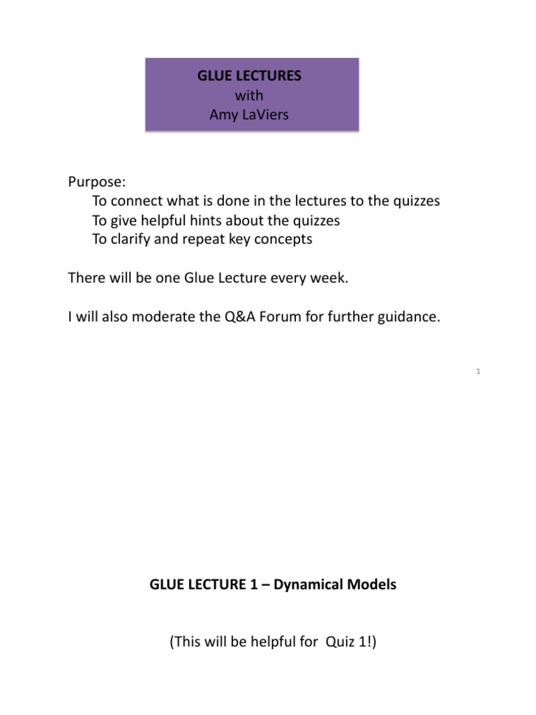 Weekly Glue Lecture On Dynamics Pdf Teaching Mathematics Science