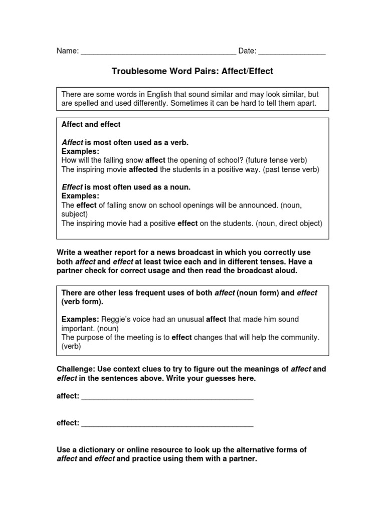 56 Troublesome Word Pairs | PDF | Grammatical Tense | Verb