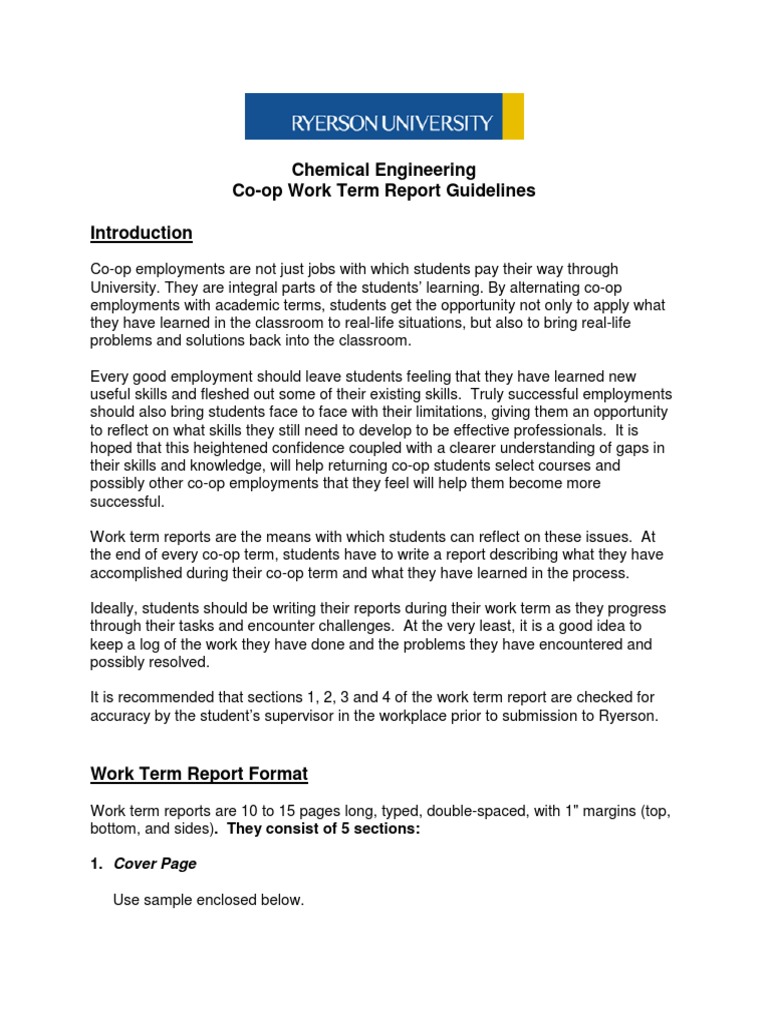 Work Term Report Guidelines | Academic Term | Employment