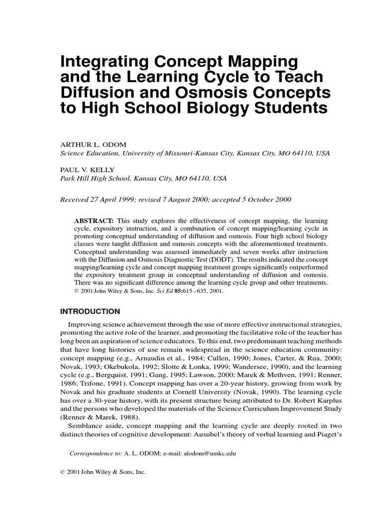 Integrating Concept Mapping and The Learning Cycle To Teach Diffusion ...