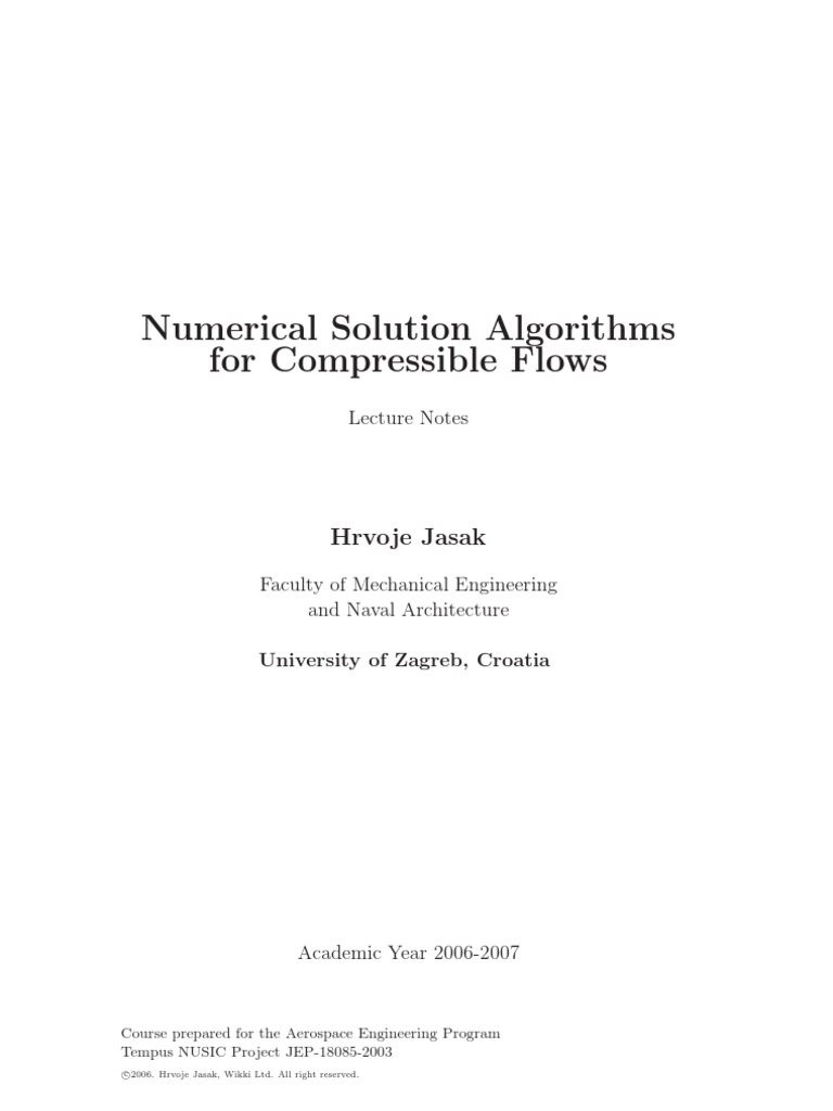 Numerical Solution Algorithms For Compressible Flows | PDF | Finite ...