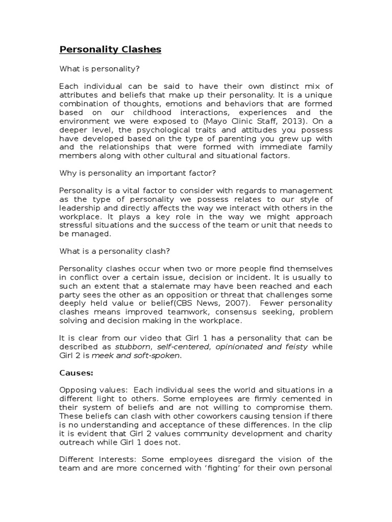 Personality Clashes | PDF | Employment | Leadership