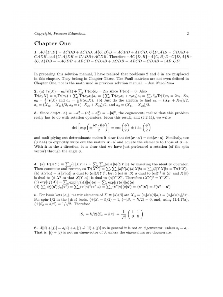 Solutions Ch. 1, Modern Quantum Mechanics - Sakurai | PDF