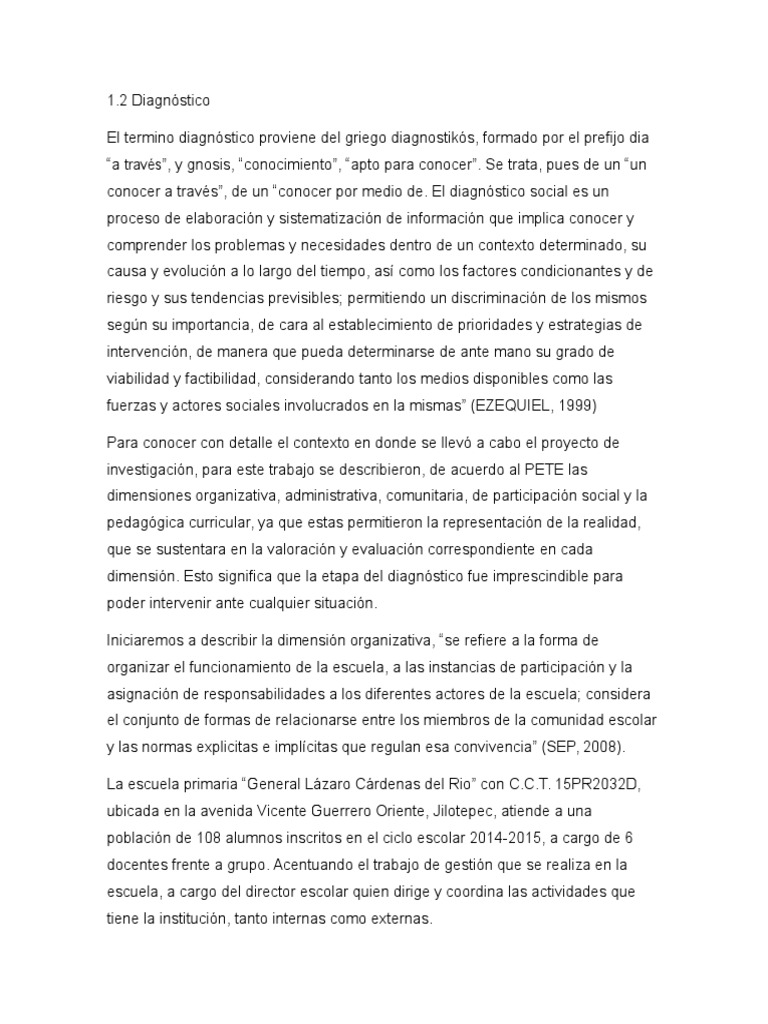 Ejemplo de Diagnostico | PDF | Institución | Conocimiento