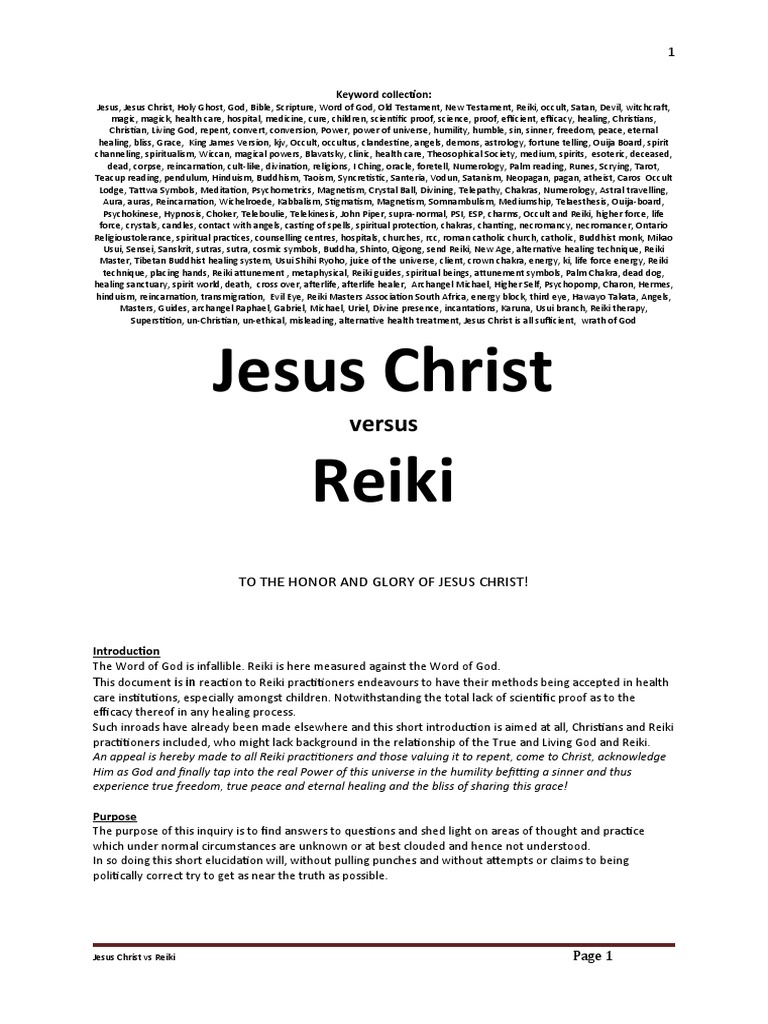 Jesus Christ, Reiki, Occult and New Age | PDF | Reiki | Occult