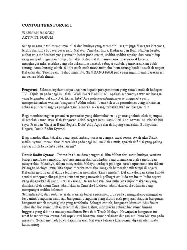 Contoh Teks Forum 1 | PDF