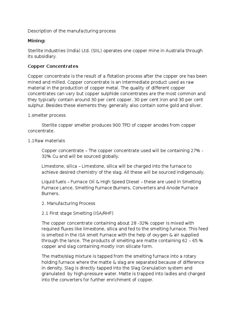 Copper Production | PDF | Smelting | Sulfuric Acid