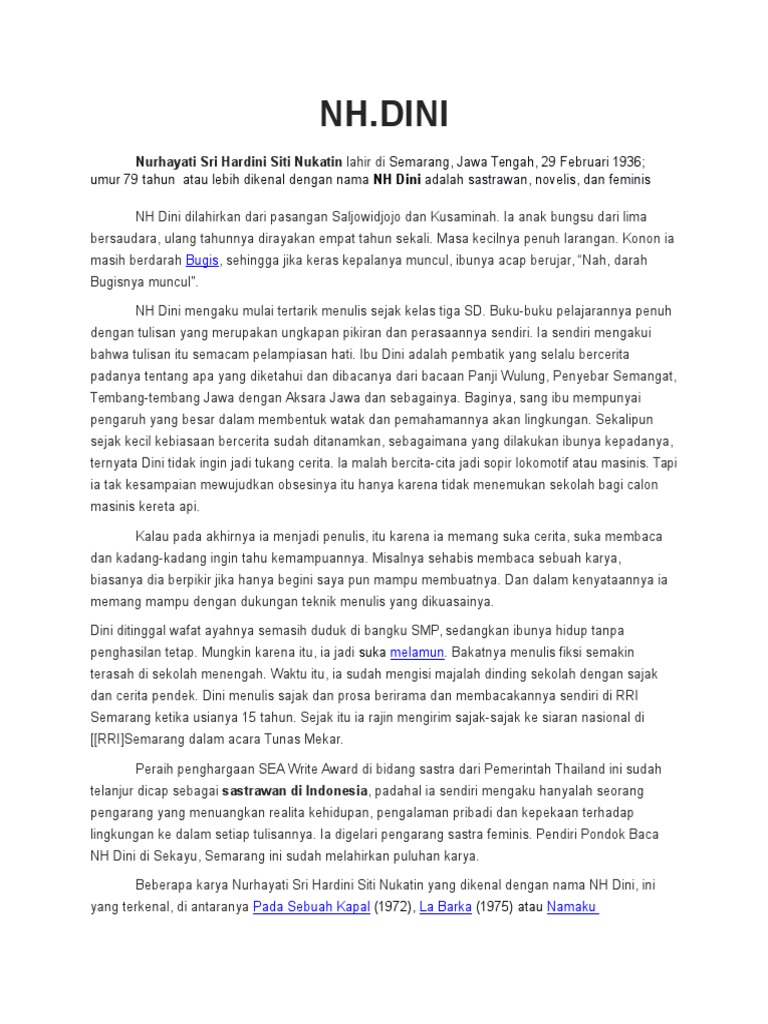 Biografi NH Dini | PDF | Klasik