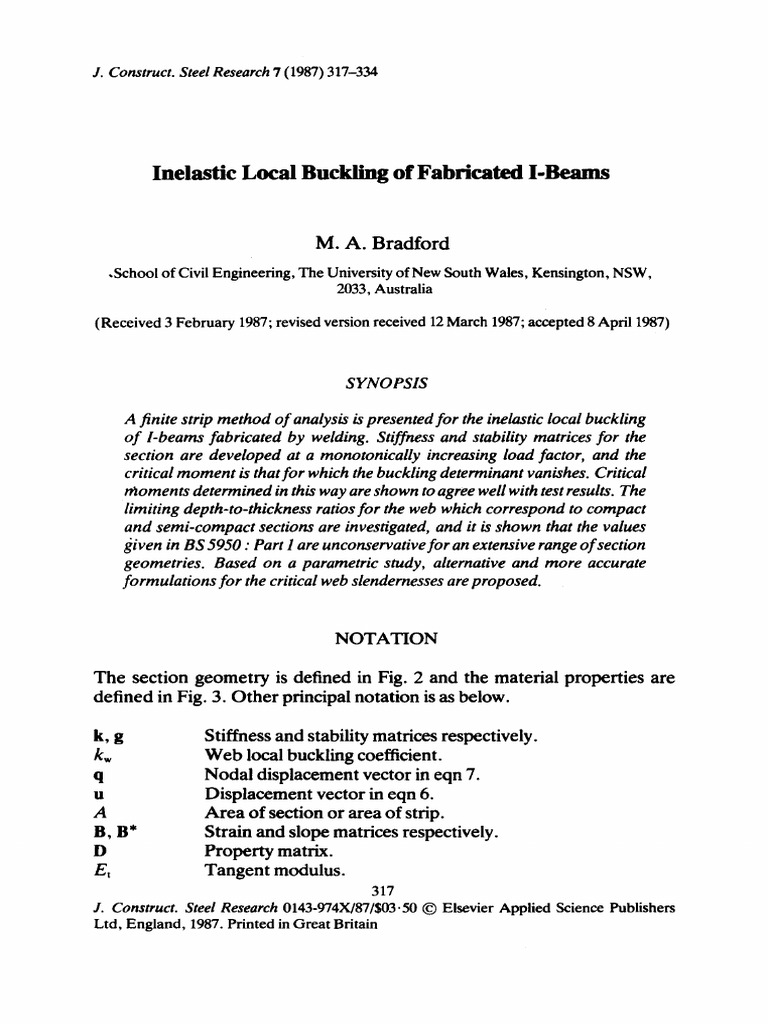 Inelastic Buckling of Beams PDF | PDF | Buckling | Elasticity (Physics)