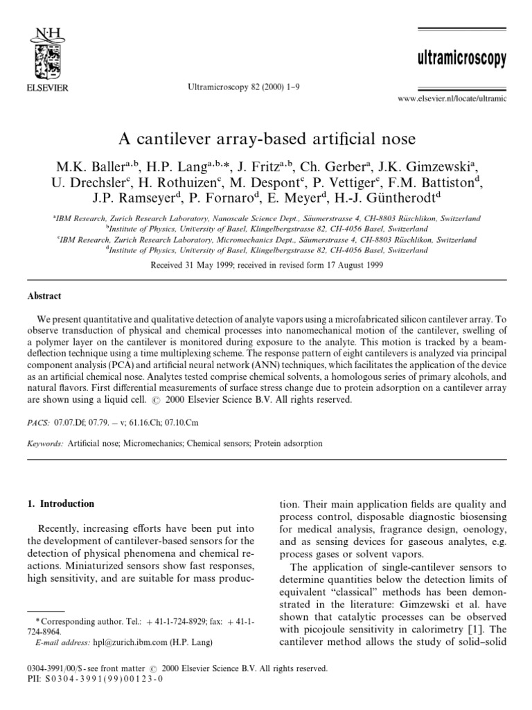 A Cantilever Array-Based Artificial Nose | PDF | Sensor | Principal Component Analysis