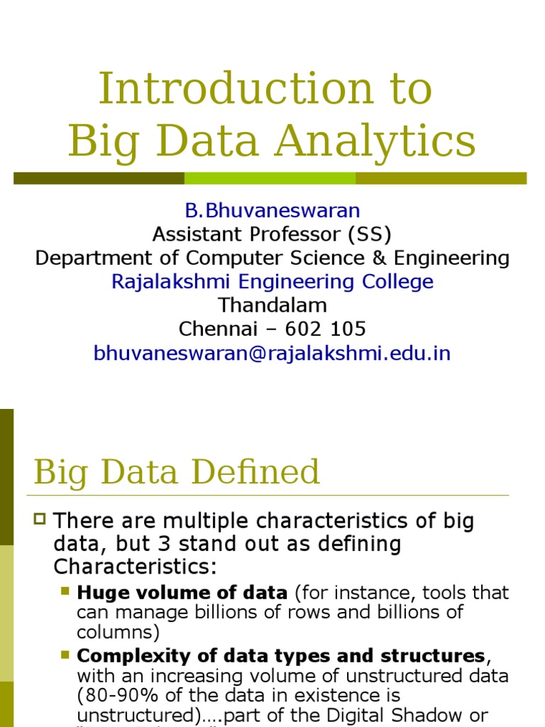 M-1-Introduction To Big Data Analytics | PDF | Big Data | Analytics