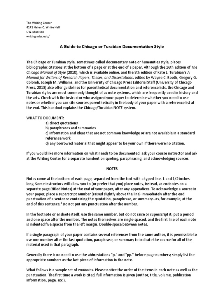 Chicago Style Citation Guide | PDF | A Manual For Writers Of Research ...