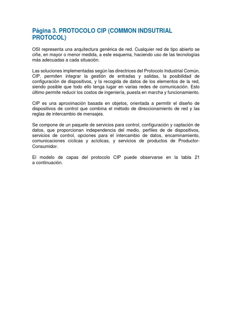 CIP | PDF | Protocolos de comunicaciones | Red de computadoras