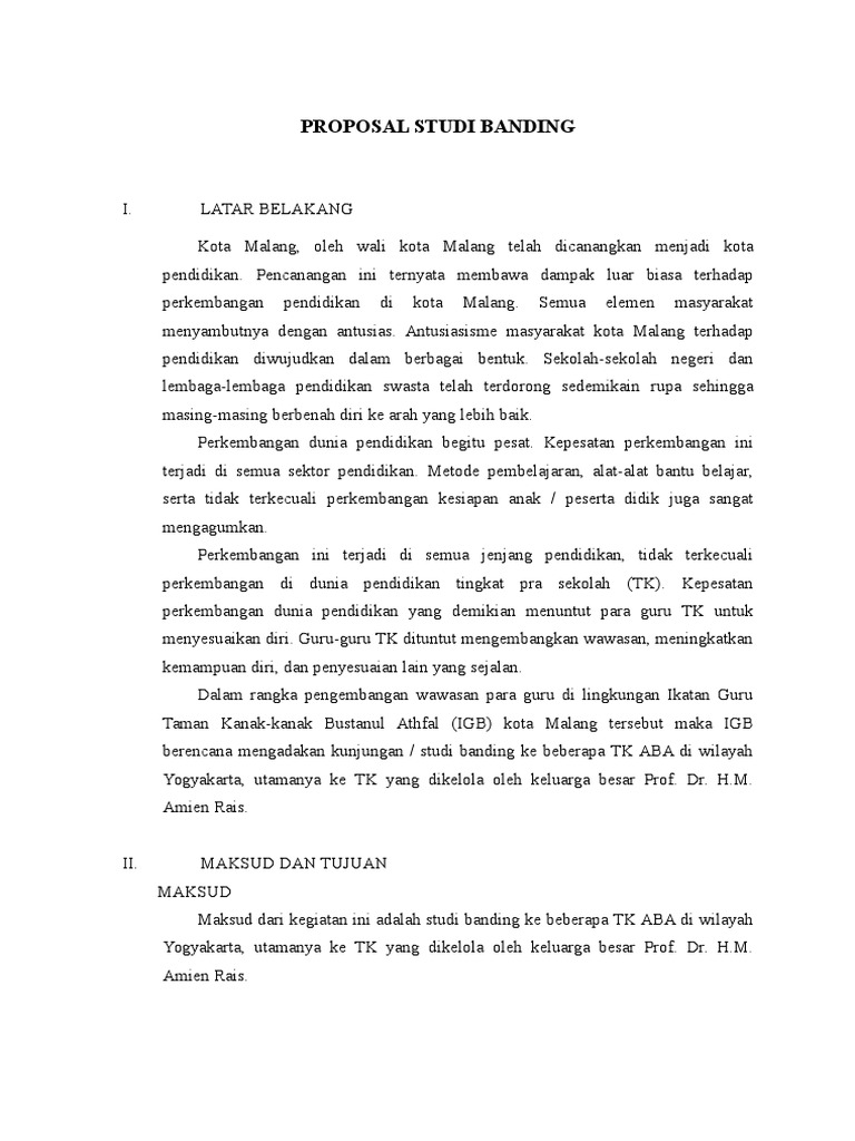 Proposal Studi Banding | PDF | Perjalanan
