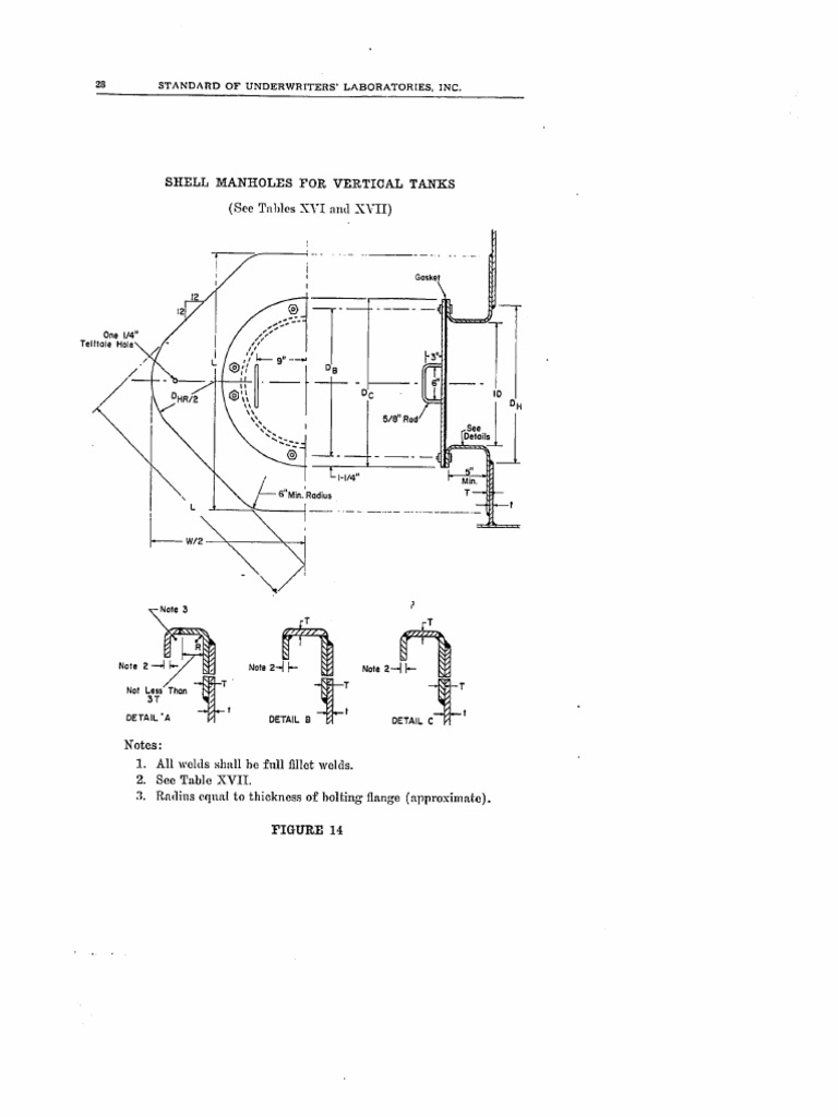 Shell Manhole Detail For Vertical Tanks Ul 142 | PDF