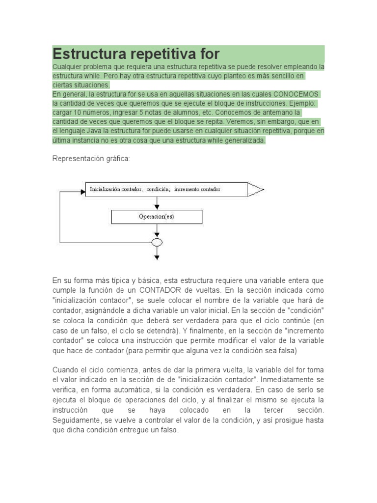 Estructura Repetitiva For Java | PDF | Java (lenguaje de programación ...