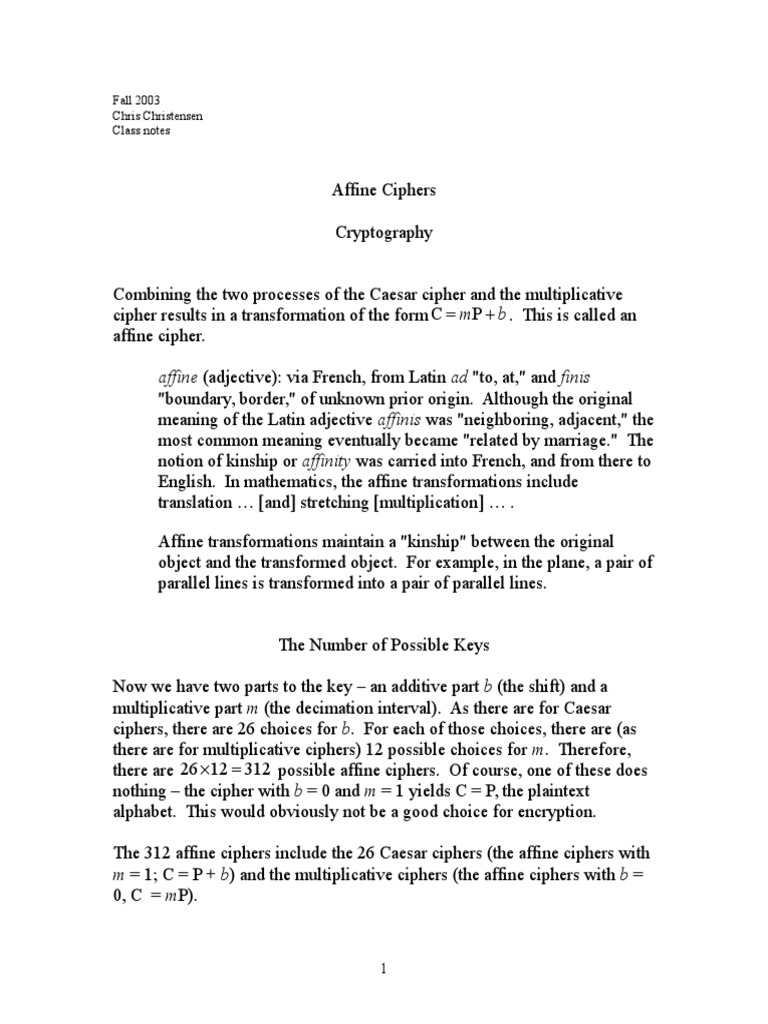 Affine Cipher | PDF | Cipher | Cryptanalysis Affine Cipher | PDF | Cipher | Cryptanalysis