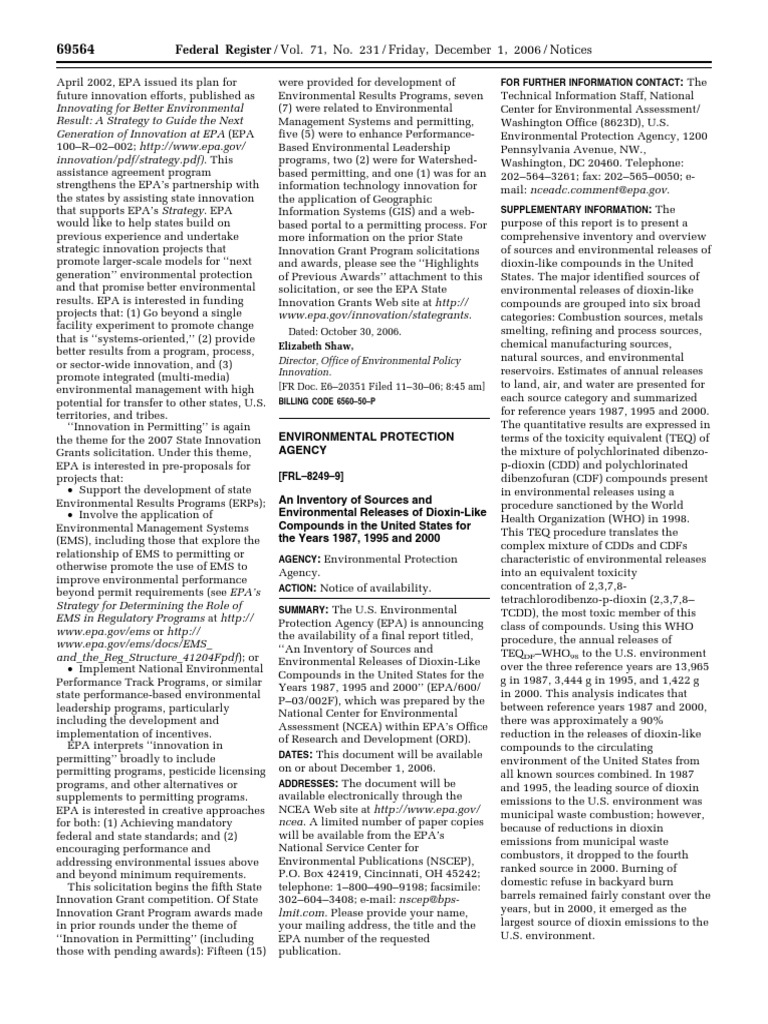 Federal Register / Vol. 71, No. 231 / Friday, December 1, 2006 ...