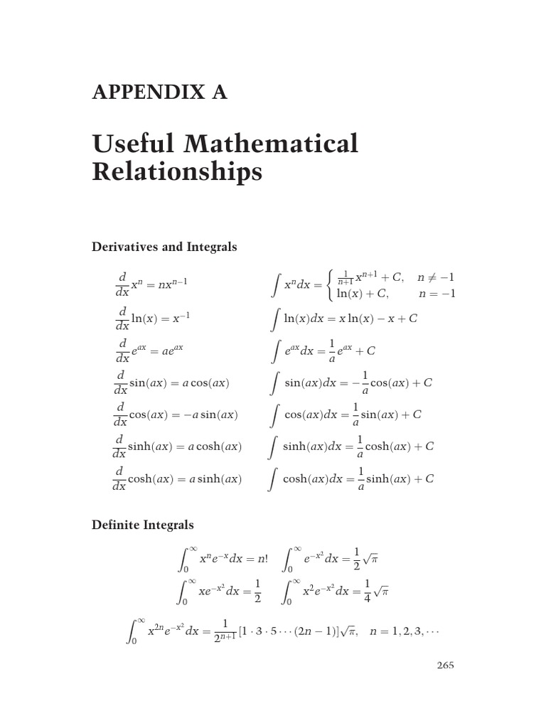 Appendix A Useful Mathematical Relationships 2008 Fundamentals of ...