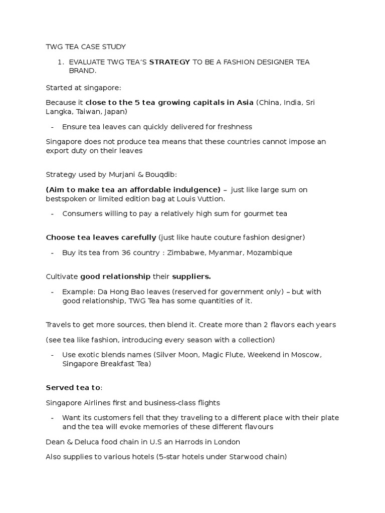 TWG Tea Case Study | PDF | Tea | Luxury Goods