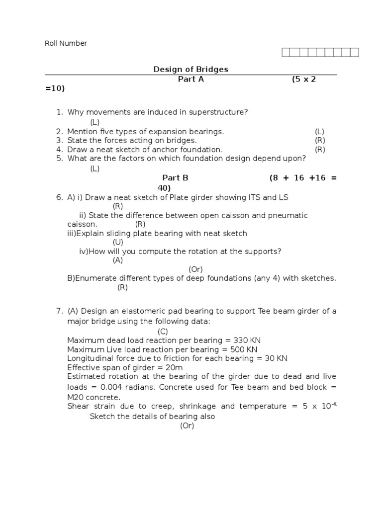 Bridges Model Questions | PDF | Deep Foundation | Bearing (Mechanical)