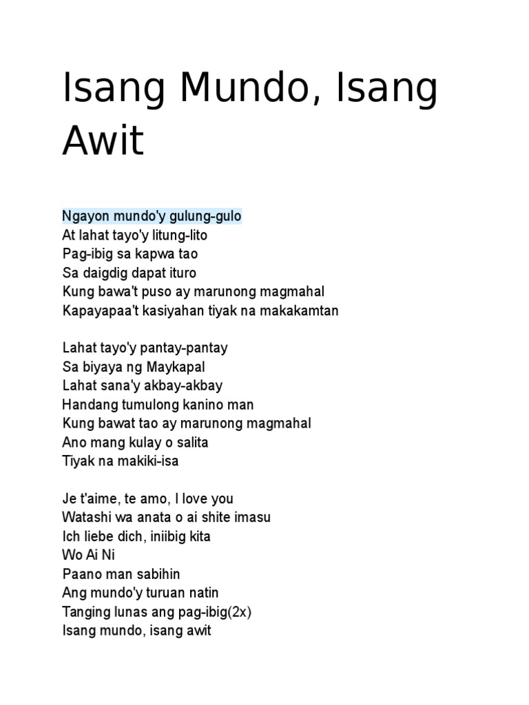 Isang Mundo | PDF