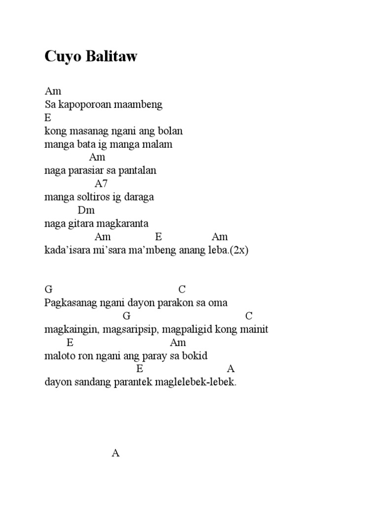 Cuyo Balitaw With Chords | PDF