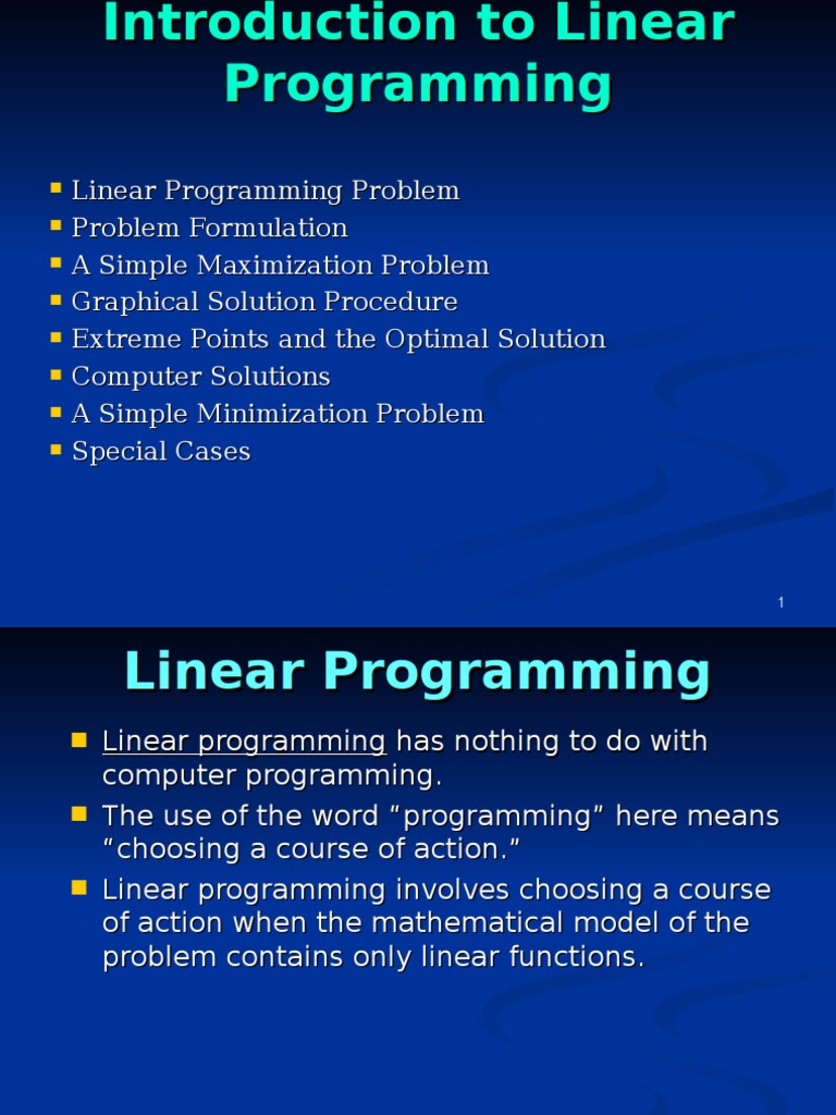 Introduction To Linear Programming | PDF | Linear Programming | Mathematical Optimization