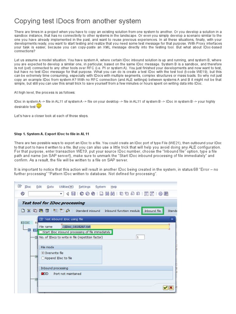 Copying Test IDocs From Another System | PDF | Database Transaction ...