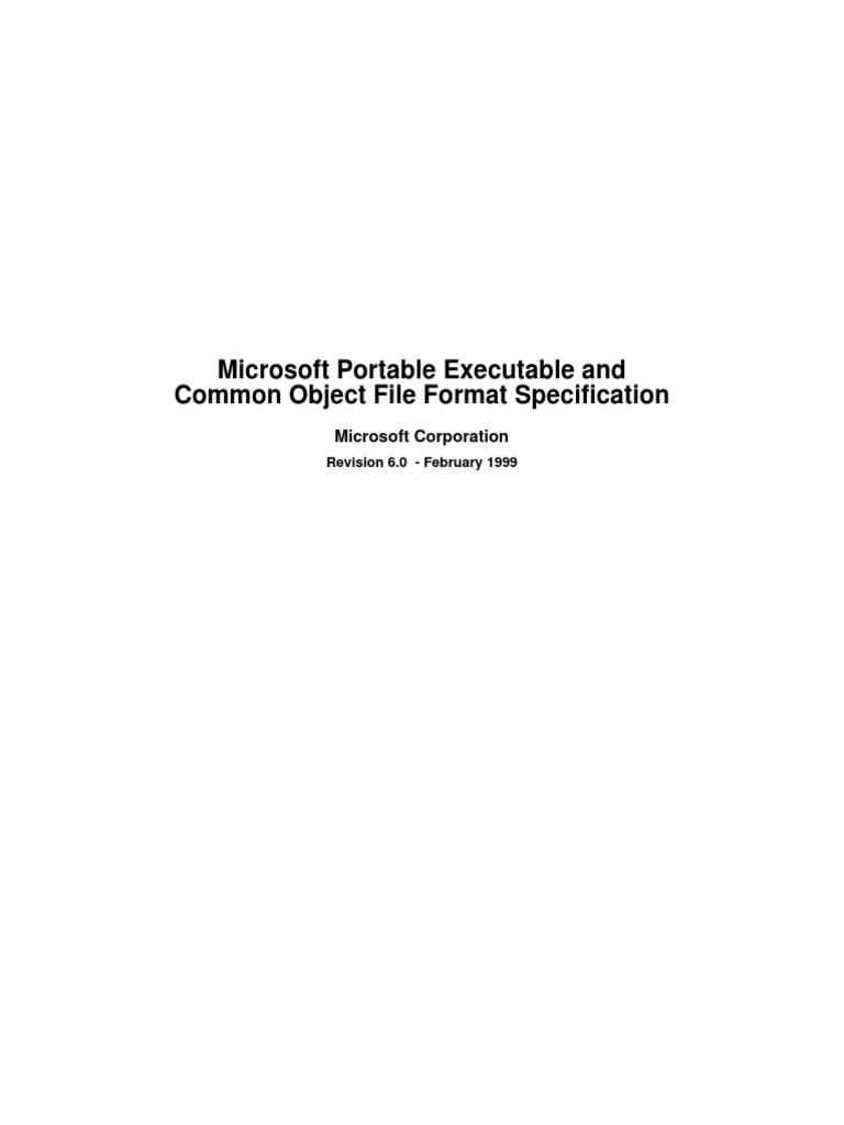 Microsoft Portable Executable And Common Object File Format Specification Pdf File Format