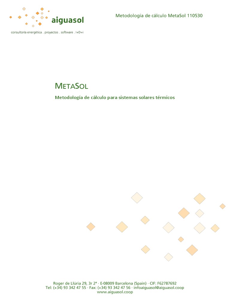 Metodologia de Calculo MetaSol PDF | PDF | Energía solar | Cálculo