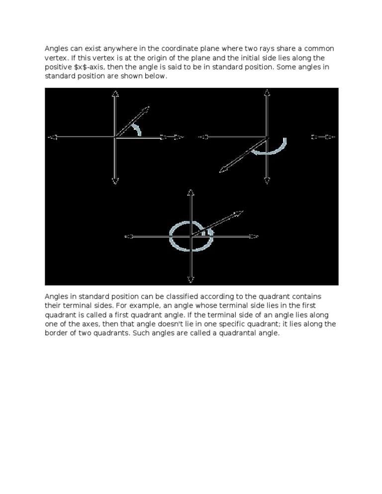 Understanding Angles in Standard Position | PDF | Science & Mathematics