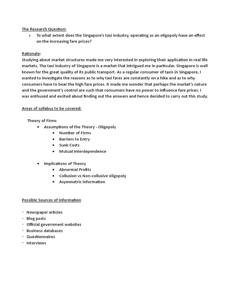 Economics EE Plan | Download Free PDF | Oligopoly | Taxicab