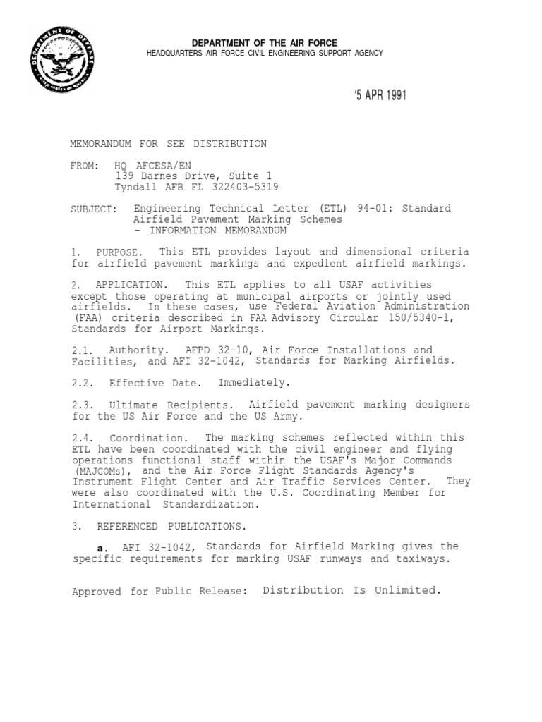Standard Airfield Marking Schemes USAF | Runway | Visual Flight Rules