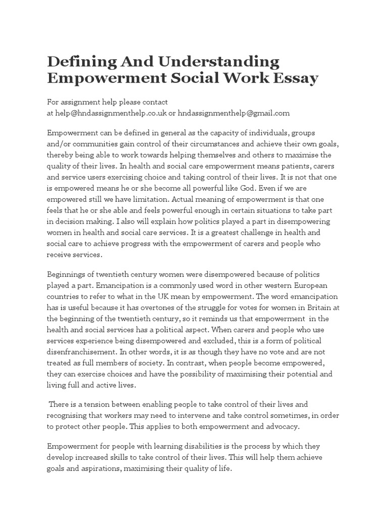 Defining and Understanding Empowerment Social Work Essay | PDF ...