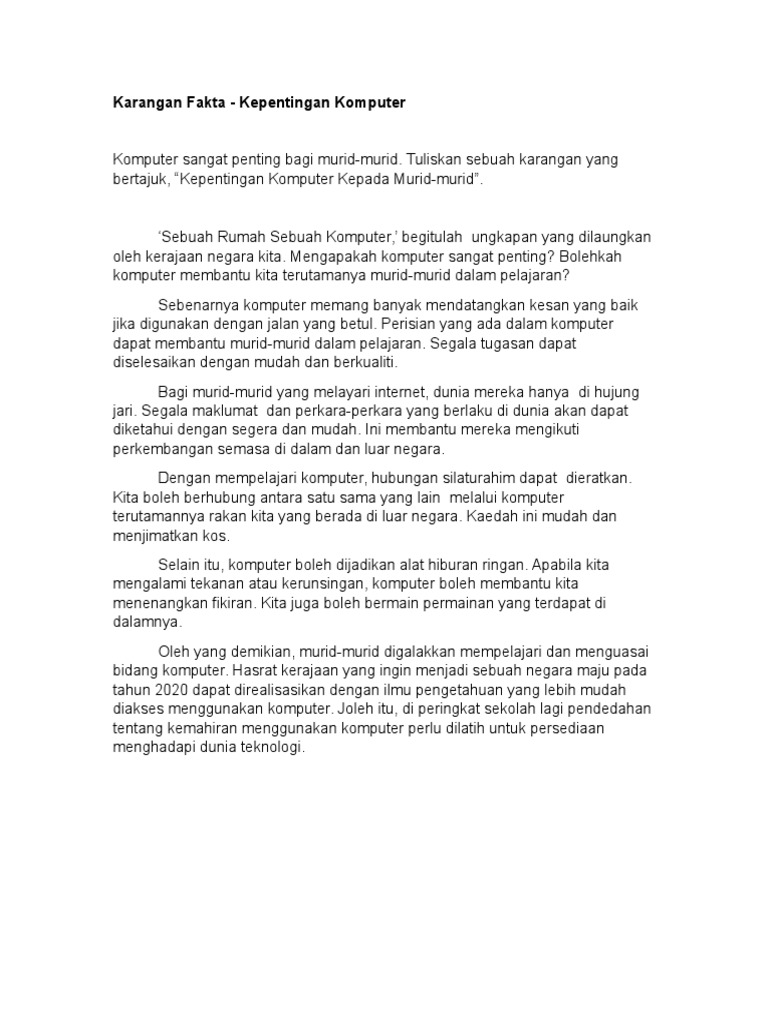 Karangan Fakta - Kepentingan Komputer | PDF