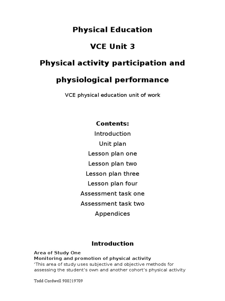 PE Vce Unit 3 AOS 1 Outline | PDF | Physical Exercise | Muscle