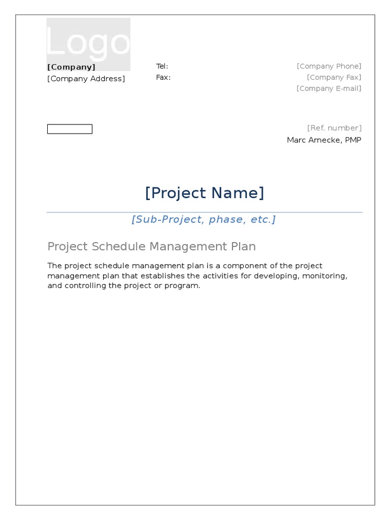 Schedule Management Plan Template | PDF | Software | Computing