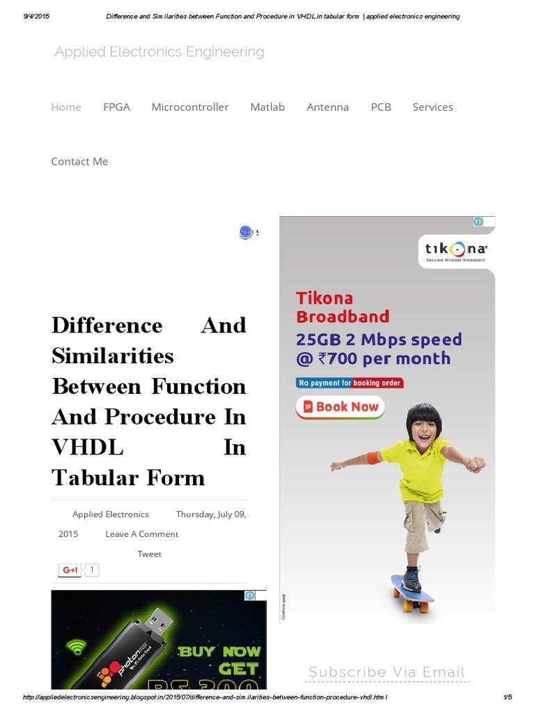 Difference and Similarities Between Function and Procedure in VHDL in Tabular Form | PDF ...