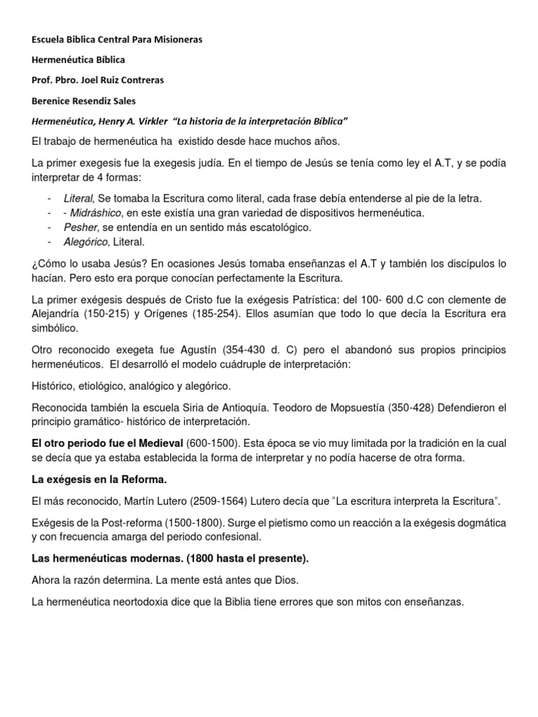 Resumenes Resumen de Hermeneutica Biblica | PDF | Canon bíblico | Septuaginta