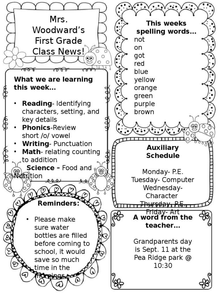Mrs. Woodward's First Grade Class Update | PDF