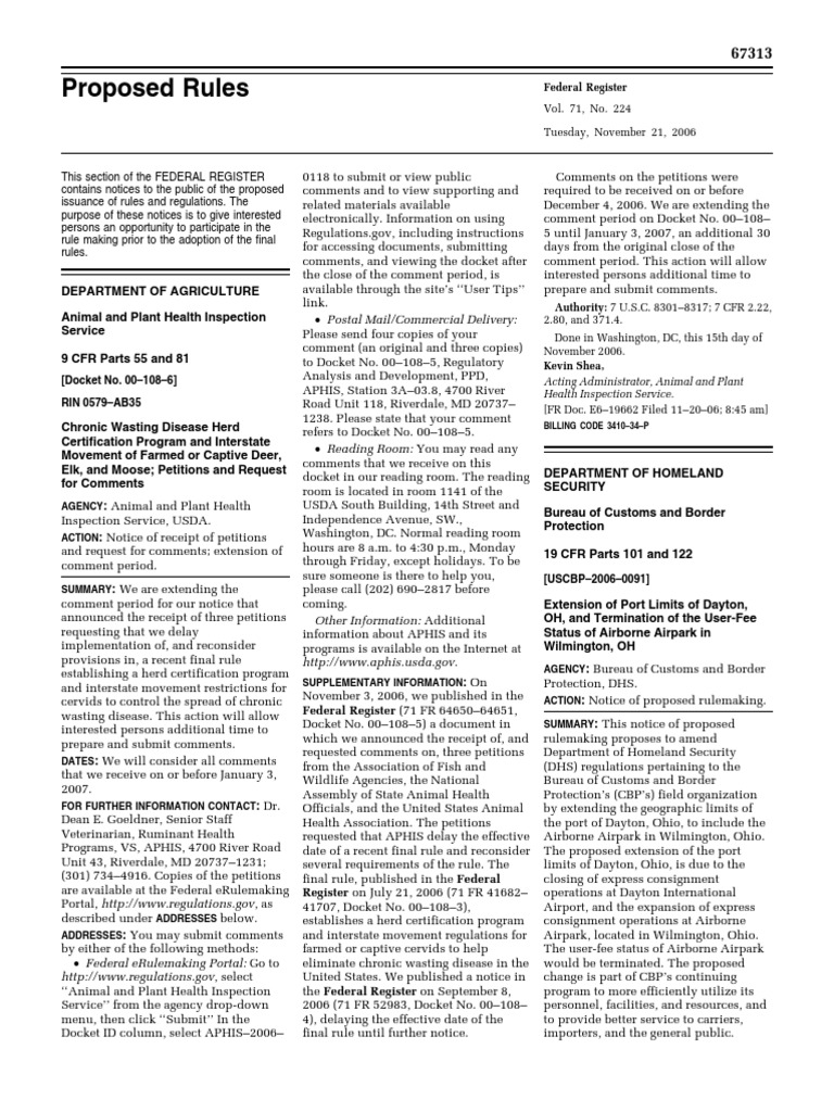 Proposed Rule: Chronic Wasting Disease Herd Certification Program ...