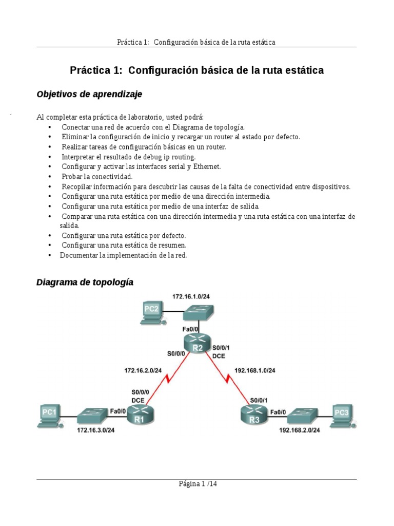 Práctica 1 - Configuración Básica de Enrutamiento Estático | Enrutador ... Práctica 1 - Configuración Básica de Enrutamiento Estático | Enrutador ...