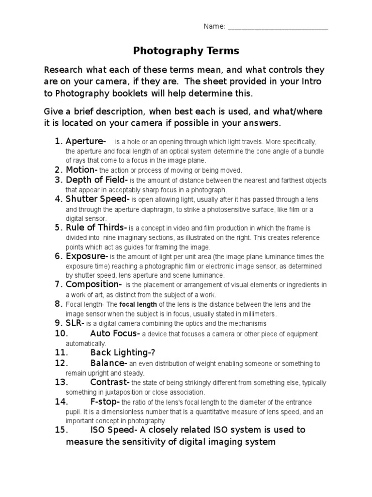 Photography Terms | PDF