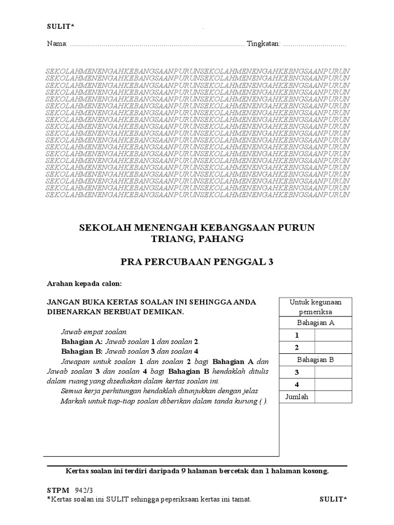 Geografi STPM - Soalan Pra Percubaan Penggal 3 STPM 2015 | PDF