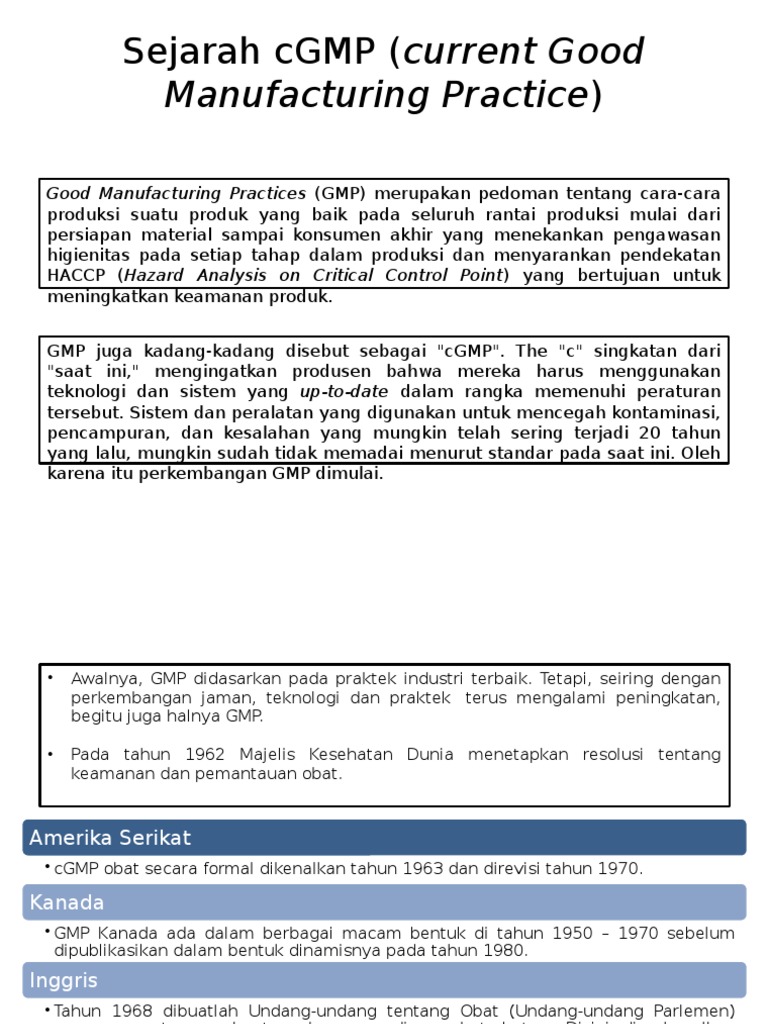 Sejarah CGMP (Current Good Manufacturing Practice) | PDF